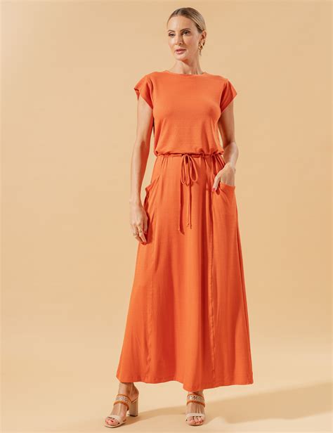 Vestido Cordão Daisy Laranja Kle Collection