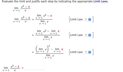 solved evaluate the limit and justify each step by
