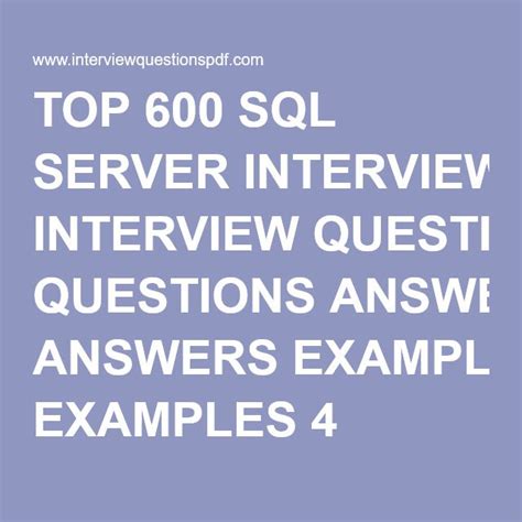 top 600 sql server interview questions answers examples 4 fresher and experienced pdf