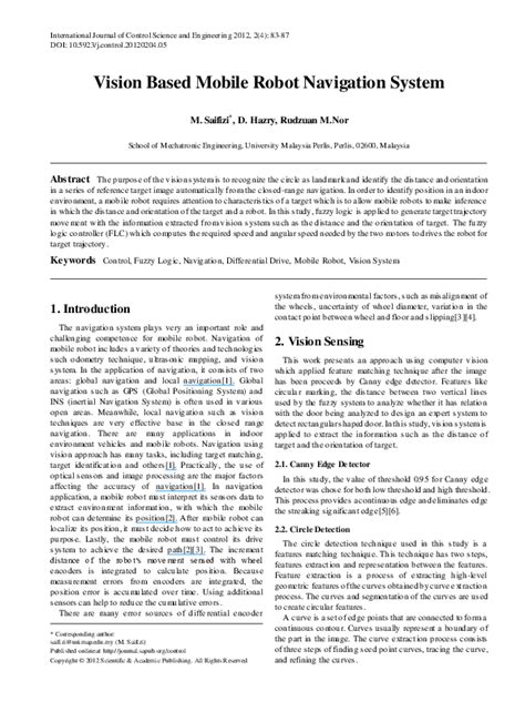 pdf vision based mobile robot navigation system hazry desa