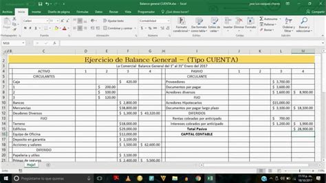 Cómo crear o hacer una hoja de balance general en Excel para la