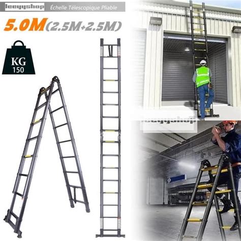 Échelle Télescopique Pliante 5 0M EN131 LEYSHOP en Aluminium