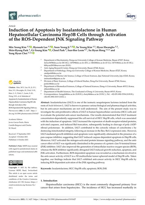PDF Induction Of Apoptosis By Isoalantolactone In Human
