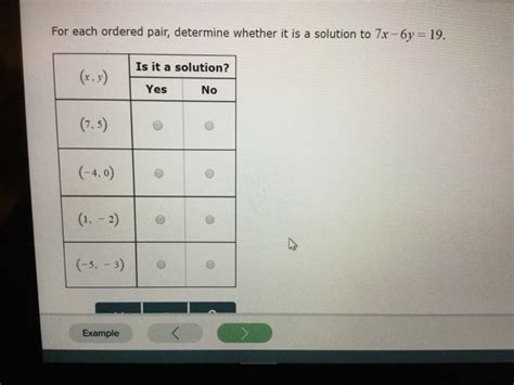 solved for each ordered pair determine whether it is a