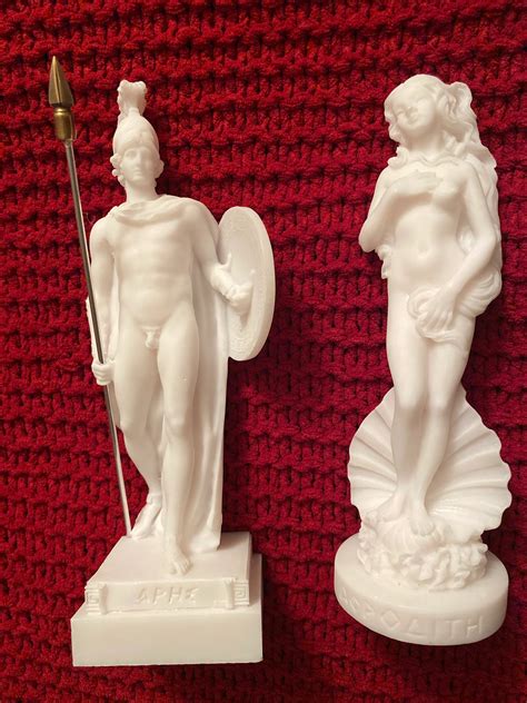 Ares God Statue Greek Roman Mythology Gold Color Made Of Alabaster