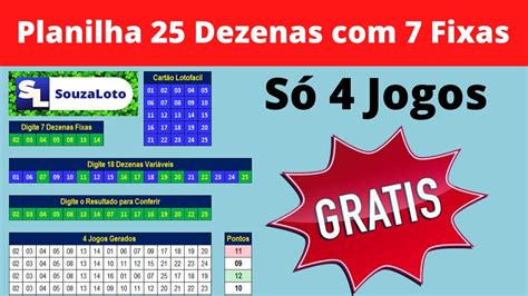 Econ Mica Planilha Dezenas Fixas Jogos Gr Tis Youtube
