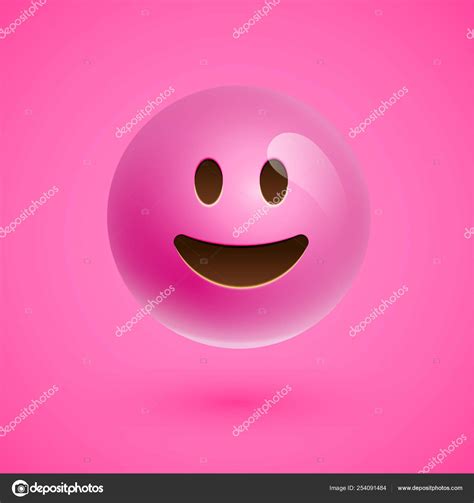 Pink Realistic Emoticon Smiley Face Vector Illustration Stock Vector
