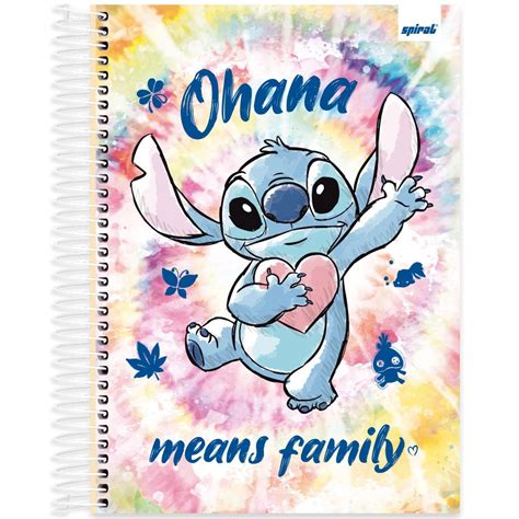 Caderno universitário capa dura 10x1 160 folhas Disney Stitch Tie Dye
