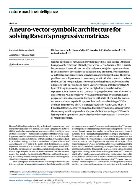 a neuro vector symbolic architecture for solving raven s progressive matrices request pdf