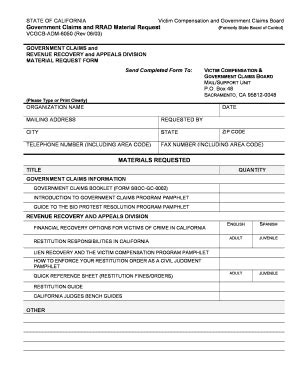 Fillable Online Cdcr Ca Government Claims And RRAD Material Request