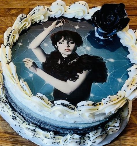 2 Layer Chocolate Wednesday Addams Cake With Buttercream Frosting And