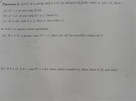 solved theorem 2 let g be a group and a∈g an element of
