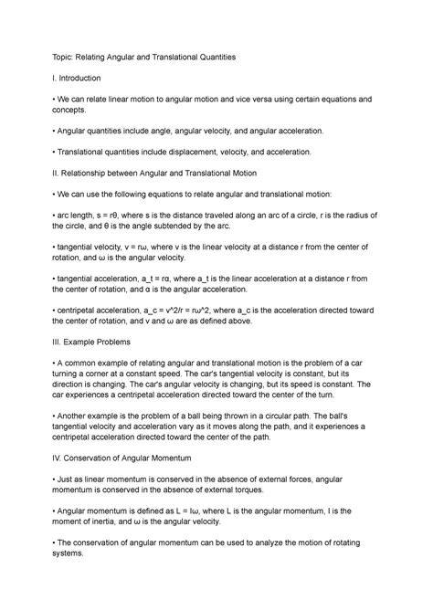 fixed axis rotation important points topic relating angular and translational quantities i