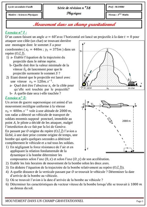 Pdf T L Charger Exercice Corrig Mouvement D Un Projectile Pdf Gratuit