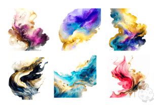 Colorful Alcohol Ink Splash Elements Graphic By Prawny Creative Fabrica