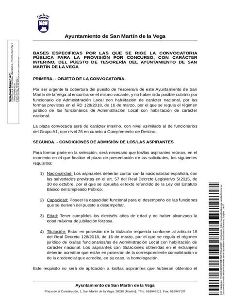 Completable En línea CONVOCATORIA PBLICA PARA LA PROVISIN POR Fax