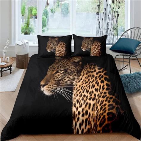 Housse de Couette Noir Animal Léopard Marque Modèle Fermeture