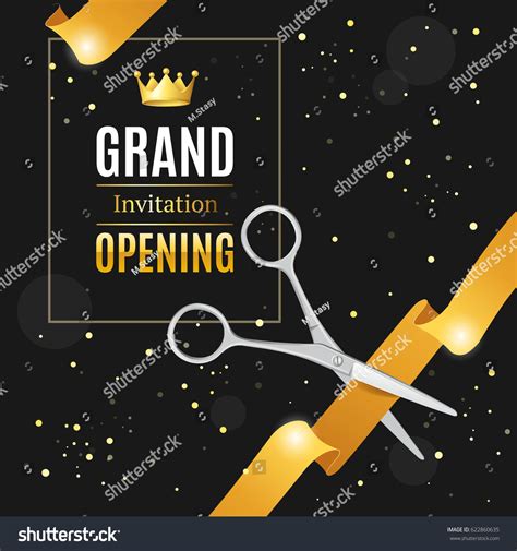 Grand Opening Invitation Card On Black Stock Vector Royalty Free