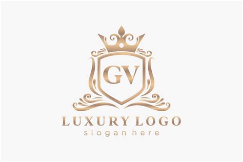 Initial GV Letter Royal Luxury Logo Template In Vector Art For