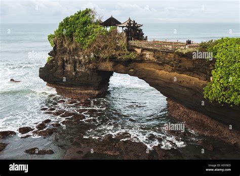 Sacred Balinese Temple Tanah Lot Pura Batu Bolong On The Edge Of A