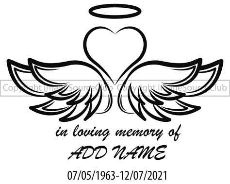 In Loving Memory Memorial SVG PNG Angel Wings With Halo And Heart