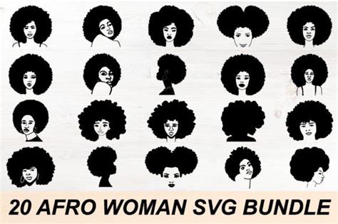 Afro Woman Curly Hair Svg Bundle Graphic By BDB Graphics Creative Fabrica