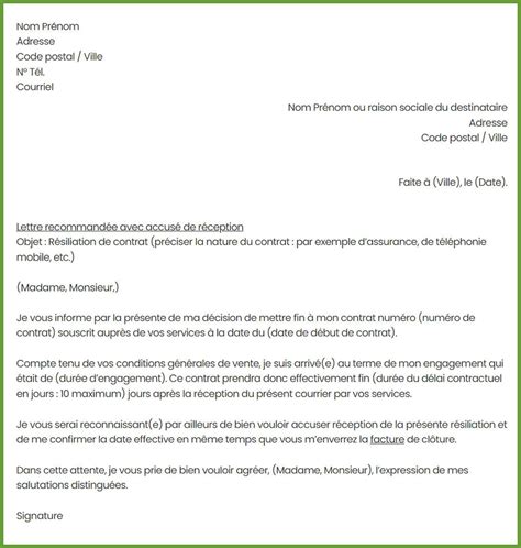 Découvrir 63 imagen formule de politesse resiliation de contrat fr