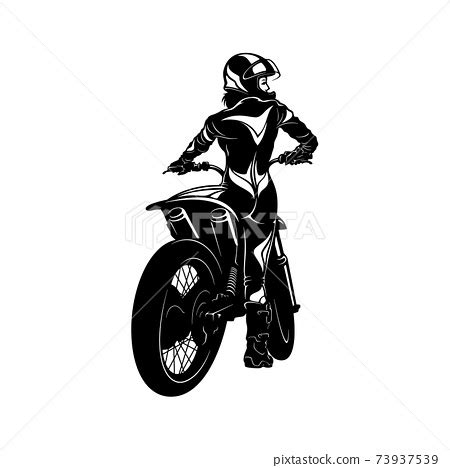 Sexy Girl And Motocross Motorcycle Enduro Stock Illustration