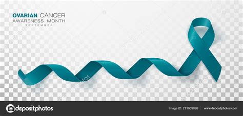 Ovarian Cancer Awareness Month Teal Color Ribbon Isolated On