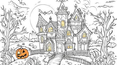 Castello Halloween Pagine Da Colorare Per Adulti Foto Da Colorare