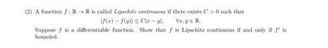solved 2 a function f r → r is called lipschitz