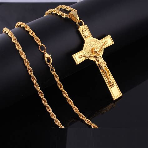 2017 Wholesale Gold Chain For Men Jesus Piece Trendy 18k Gold Plated