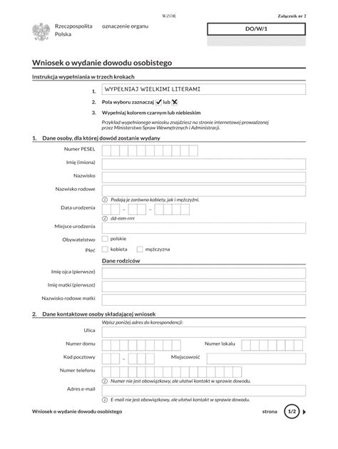 Fillable Online Nowy Wniosek O Wydanie Dowodu Osobistego Fax Email
