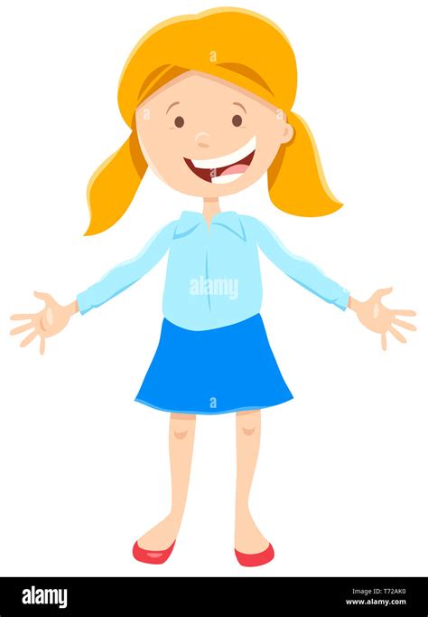 Niño o adolescente niña alegre personaje de dibujos animados Fotografía