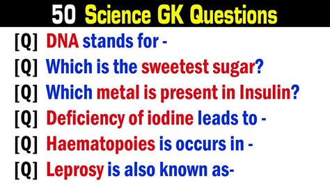 50 Science GK Biology Questions And Answer In English General
