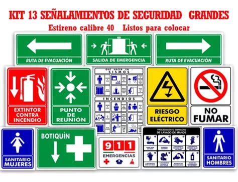 Se Alamientos Protecci N Civil Seguridad Kit Pzas Grandes Env O Gratis