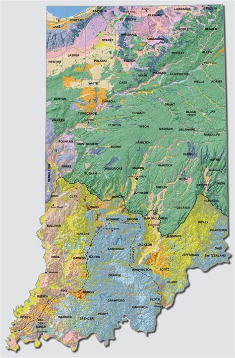 Indiana Surficial Geology Indiana Map Peat Bog Morgan County Loess