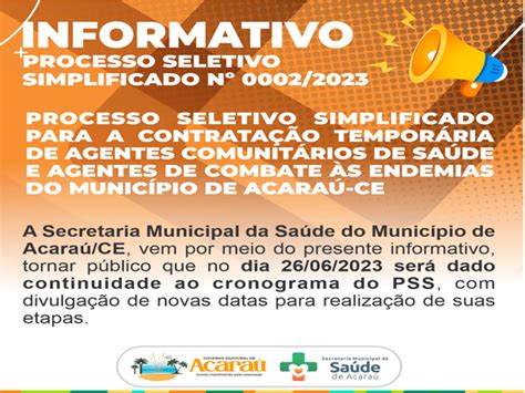 COMUNICADO REFERENTE AO PROCESSO SELETIVO SIMPLIFICADO Nº 0002 2023