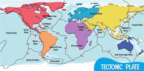 mapa mundial que muestra los límites de las placas tectónicas 2676863