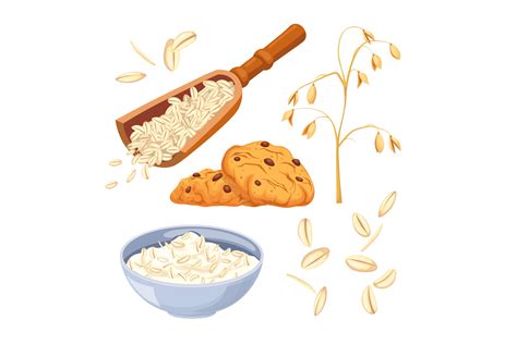 Oatmeal Food Healthy Set Cartoon Vector Gr Fico Por Pikepicture