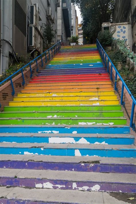 Rainbow Stairs Colorful Steps Editorial Stock Image Image Of Rainbow