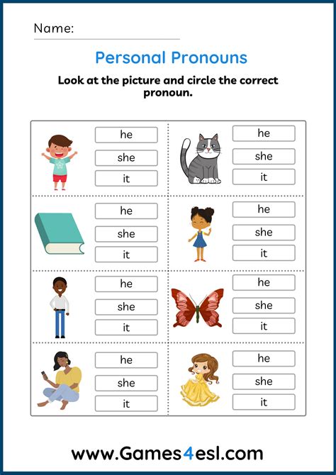 English Pronouns Worksheets