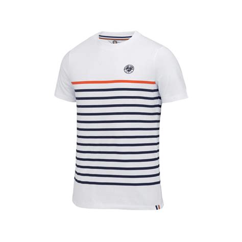 Tee shirt homme Roland Garros marinière Coloris blanc et marine 2023