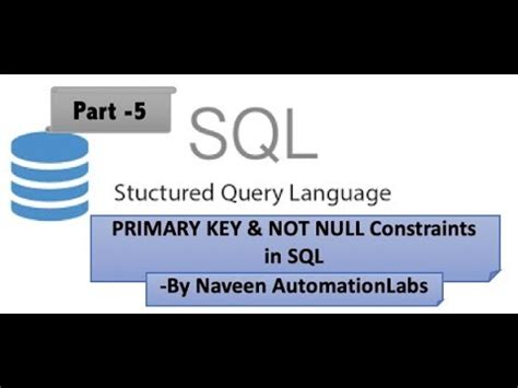 What Is PRIMARY KEY NOT NULL Constraints In SQL Part 5 YouTube