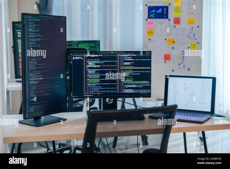 Software Development Office Workstation Setup With Multiple Monitors