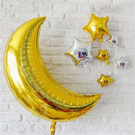 Balão Metalizado Lua Dourado Decoração para Festas e EventosMimo