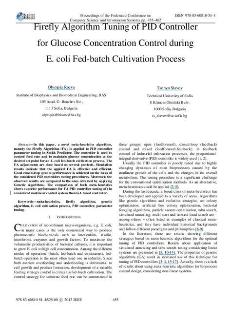 pdf firefly algorithm tuning of pid controller for glucose concentration control during e