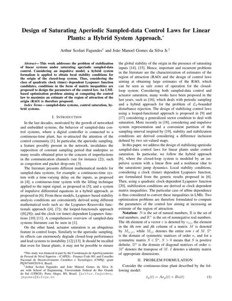 pdf design of saturating aperiodic sampled data control laws for linear plants a hybrid