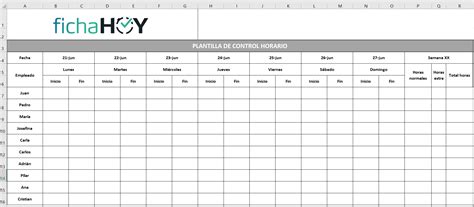 Hoja De Control Horario En Excel GRATIS FichaHoy