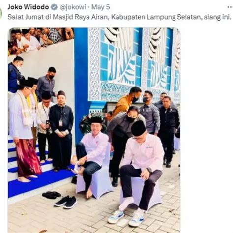 Jokowi Pakai Sepatu Lokal Saat Kunjungan Ke Lampung Sempat Dipakai